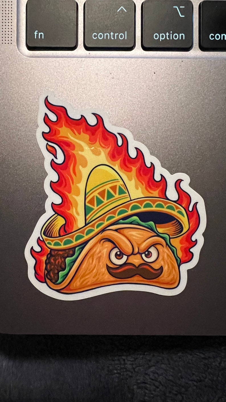 Taco Sticker Fire Stickers Funny Taco Decal for Food Lovers Flaming ...