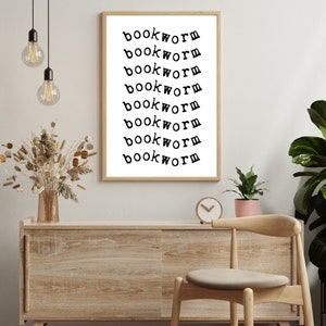 Bookworm Printable, Book Nook Library, Reading Nook Decor, Book Lover ...