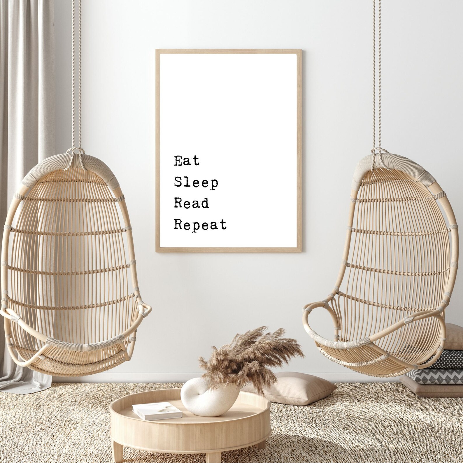 Eat Sleep Read Repeat Print, Home Library Decor, Reading Nook Decor ...