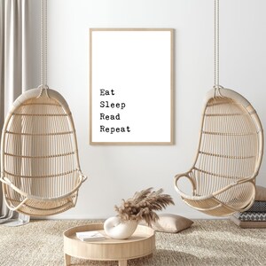 Eat Sleep Read Repeat Print, Home Library Decor, Reading Nook Decor ...