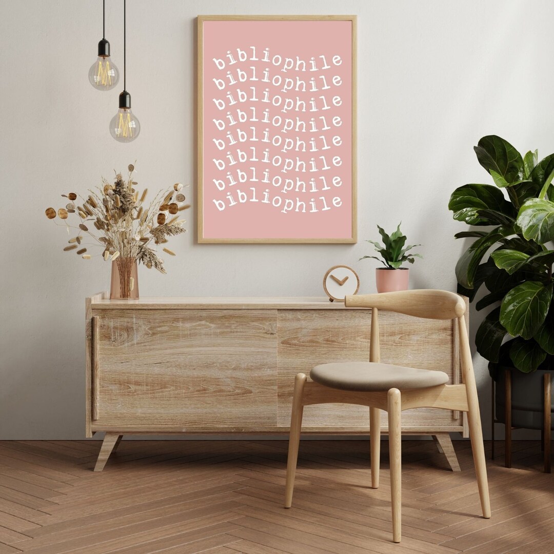 Pink Bibliophile Poster, Bookish Wall Art, Fantasy Book Nook, Book ...