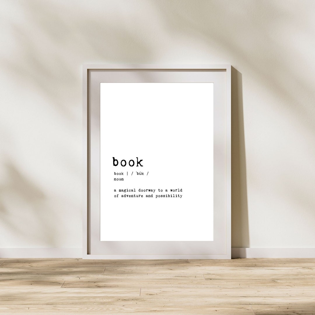 Book Definition, Book Nook, Bookish Wall Art, Book Lover Art Print ...