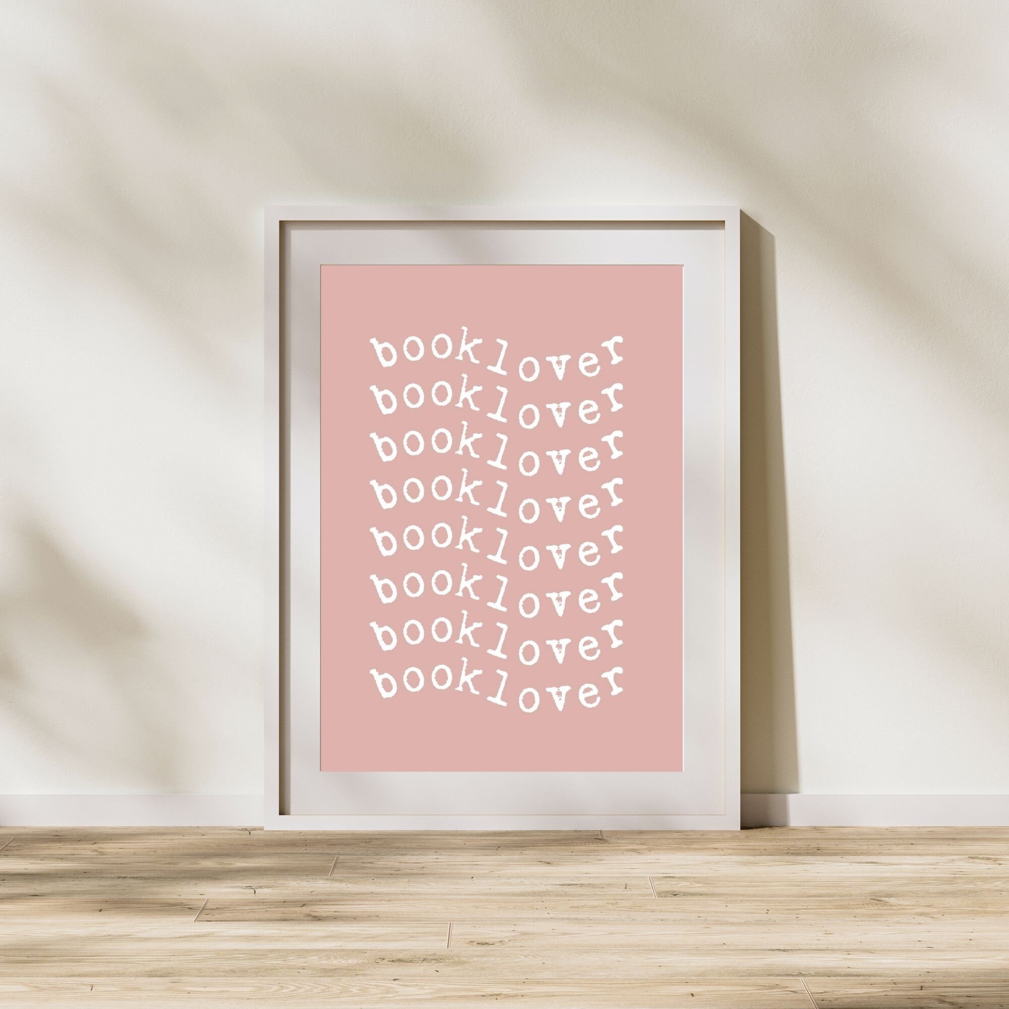 Pink Booklover Digital Download, Pink Retro Wall Art, Wall Art Decor ...