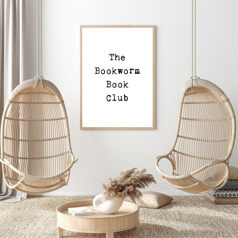 Bookworm Book Club Print, Bookish Wall Art, Book Lover Wall Art, Book ...