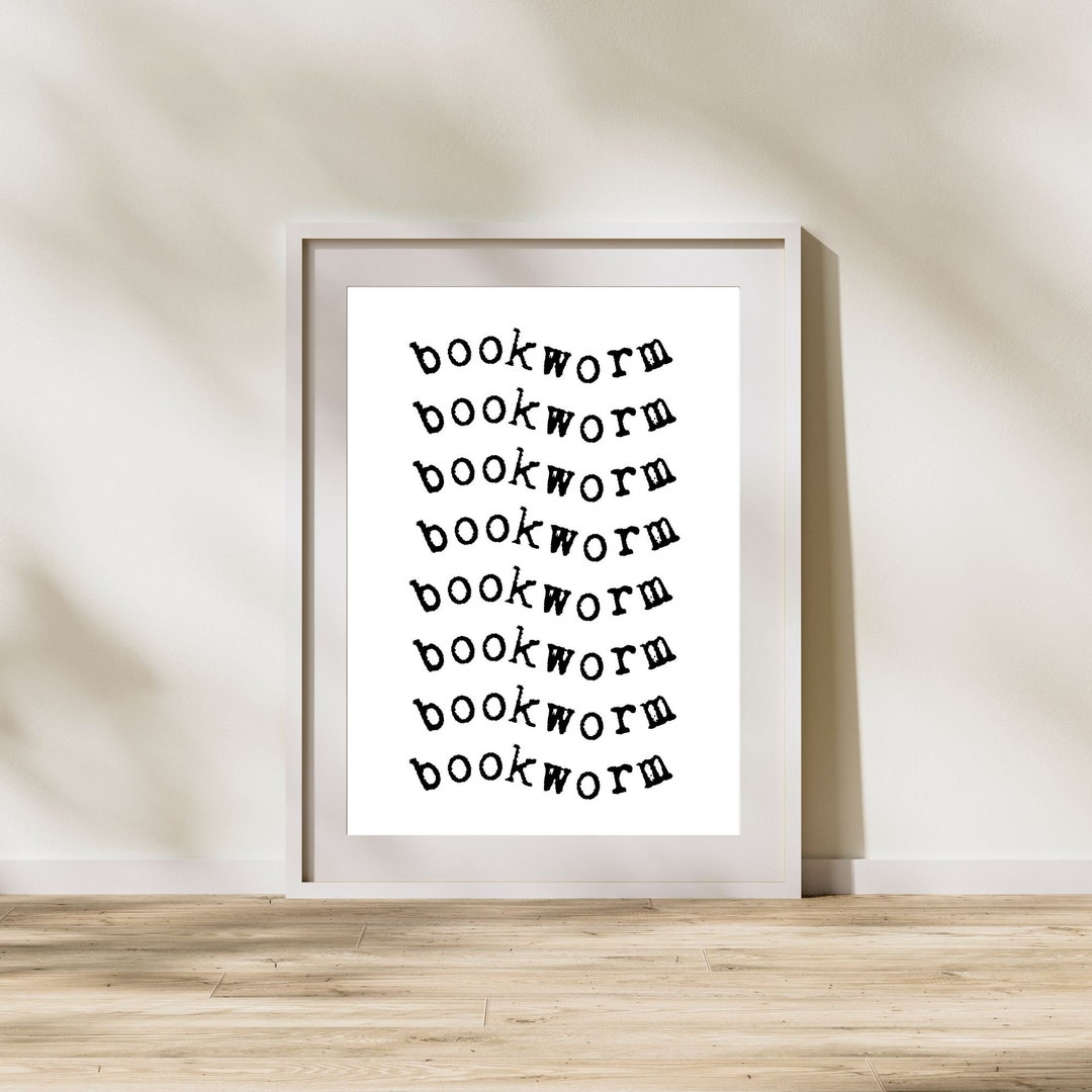 Bookworm Printable, Book Nook Library, Reading Nook Decor, Book Lover ...