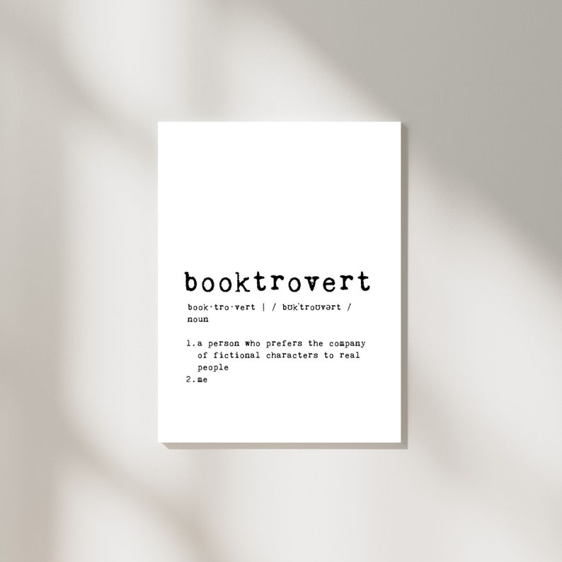 Booktrovert Definition, Library Book Nook, Book Lover Art Print ...