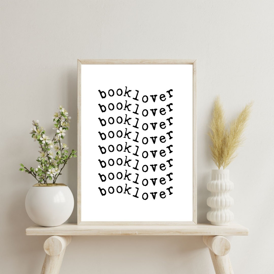 Booklover Printable, Book Stack Decor, Book Shelf Decor, Neutral Book ...