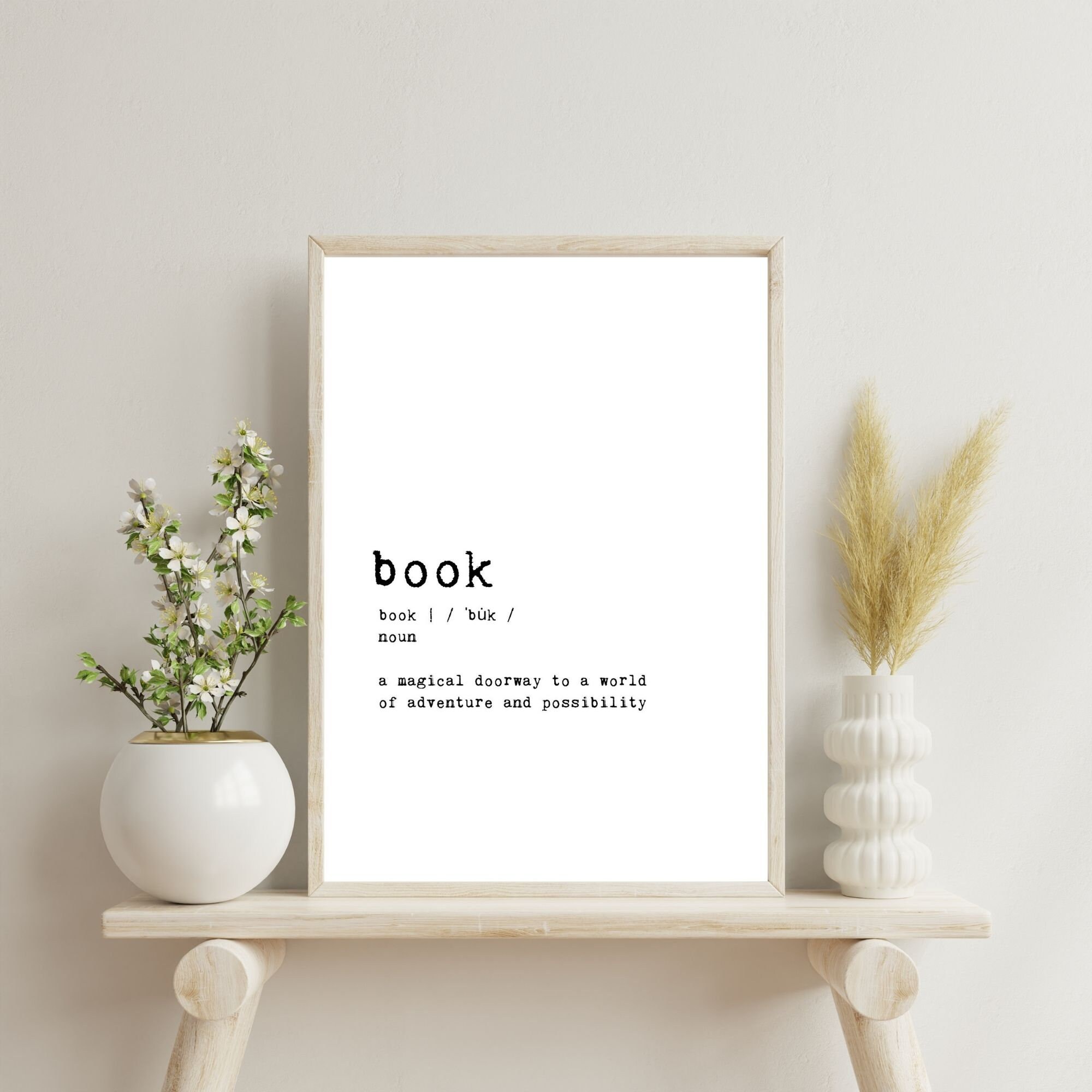 Book Definition, Book Nook, Bookish Wall Art, Book Lover Art Print ...