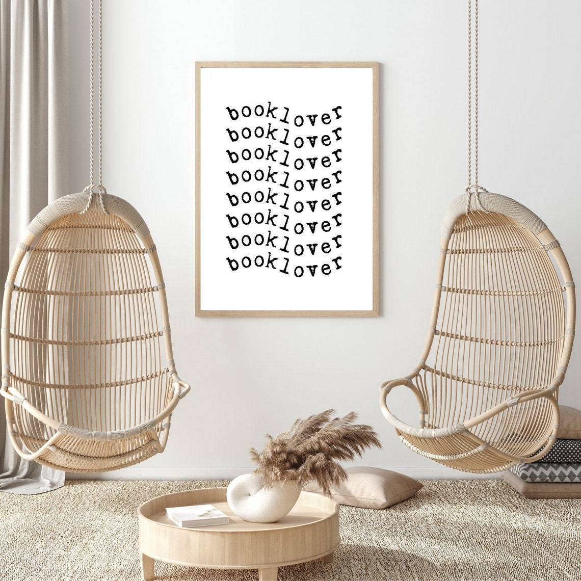 Booklover Printable, Book Stack Decor, Book Shelf Decor, Neutral Book ...