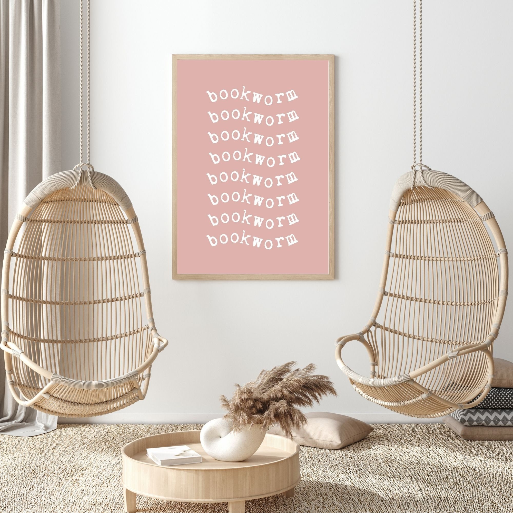 Pink Bookworm Digital Download, Book Nook, Reading Poster, Book Poster ...