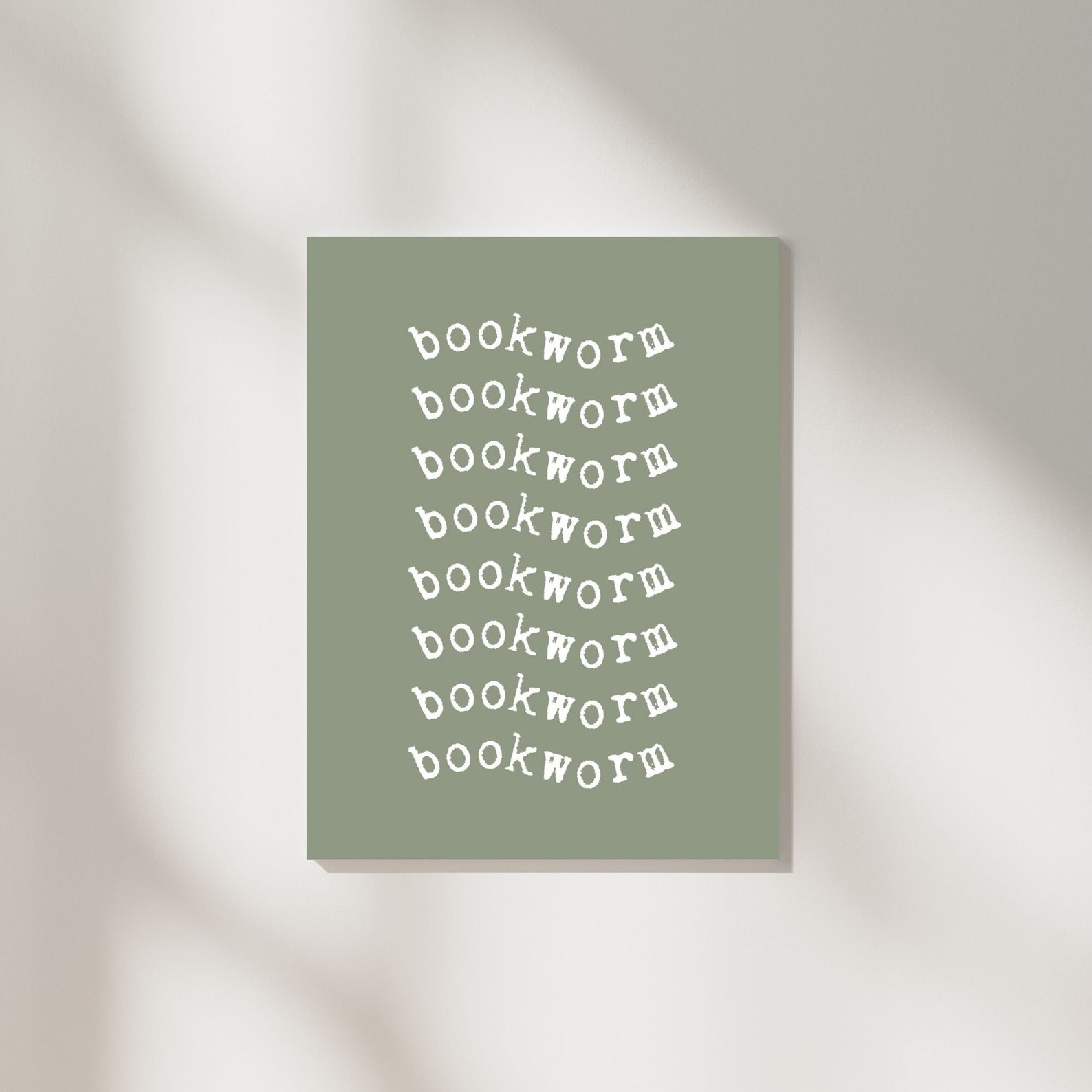 Sage Green Bookworm Print, Literary Wall Art for Bibliophiles, Digital ...