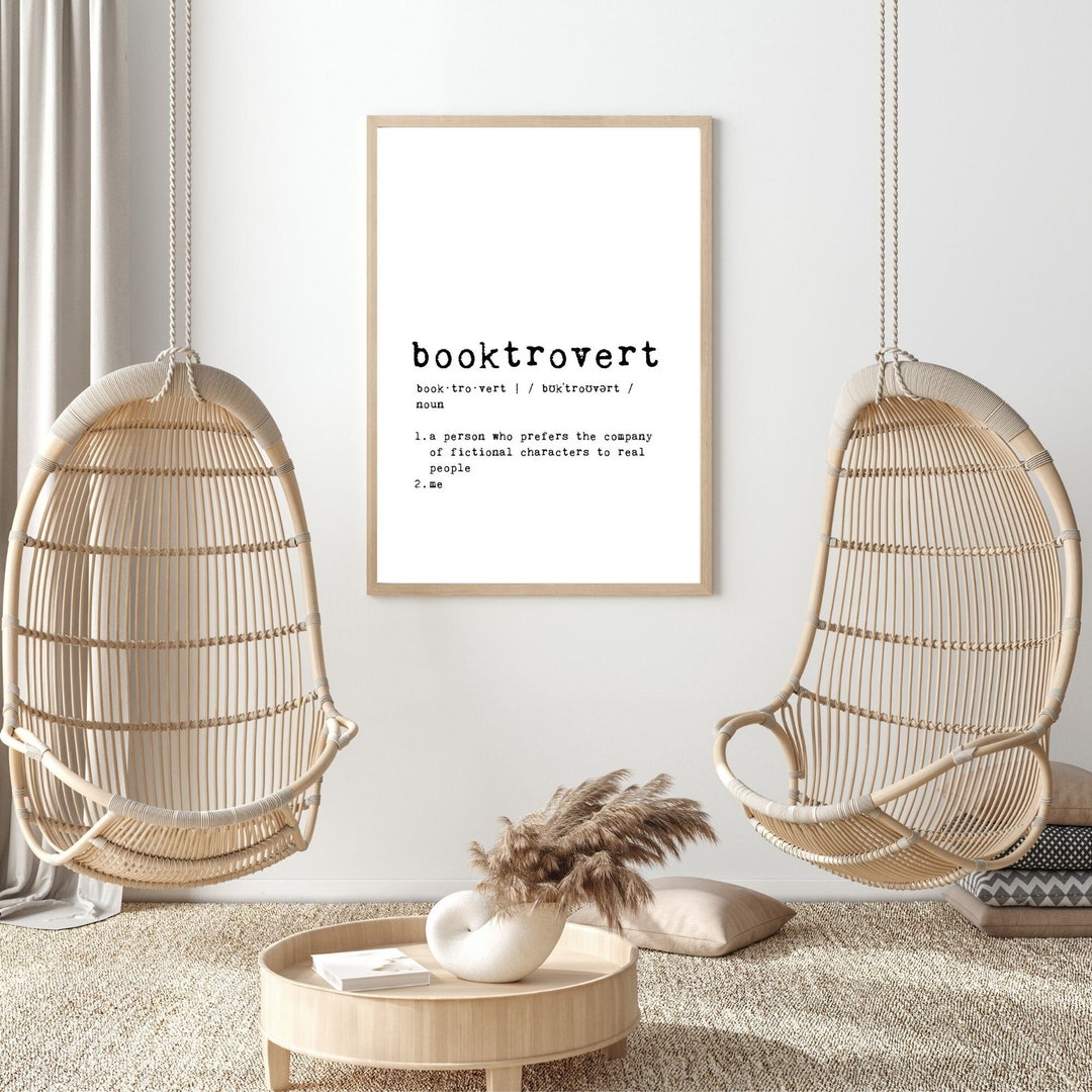 Booktrovert Definition, Library Book Nook, Book Lover Art Print ...