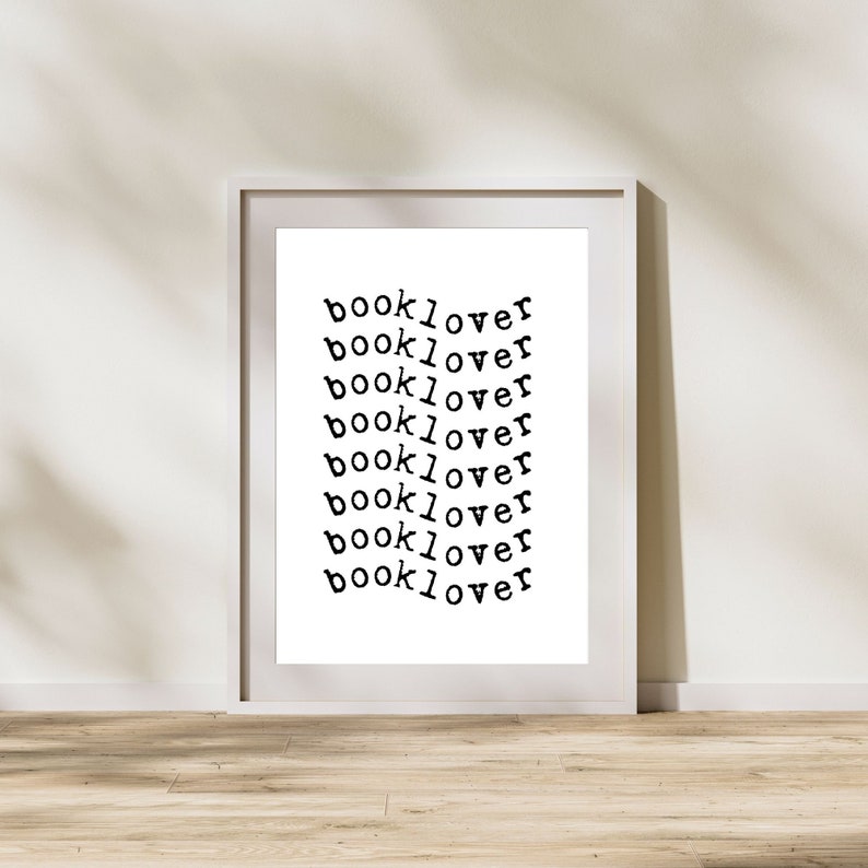 Booklover Printable, Book Stack Decor, Book Shelf Decor, Neutral Book ...