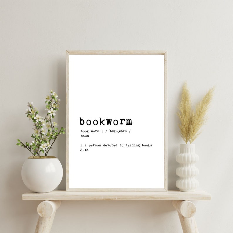 Bookworm Definition, Bookworm Poster, Definition Print, Definition Wall ...