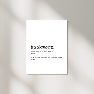 Bookworm Definition, Bookworm Poster, Definition Print, Definition Wall ...