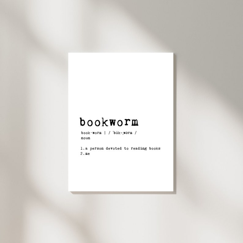 Bookworm Definition, Bookworm Poster, Definition Print, Definition Wall ...