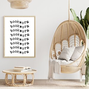 Bookworm Printable, Book Nook Library, Reading Nook Decor, Book Lover ...