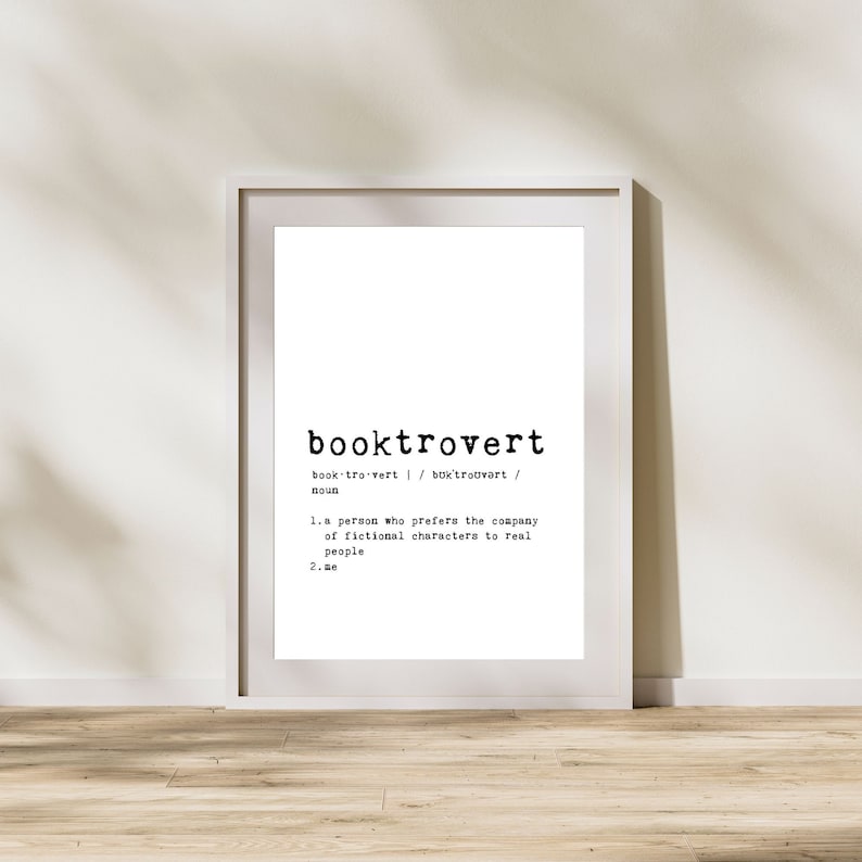 Booktrovert Definition, Library Book Nook, Book Lover Art Print ...