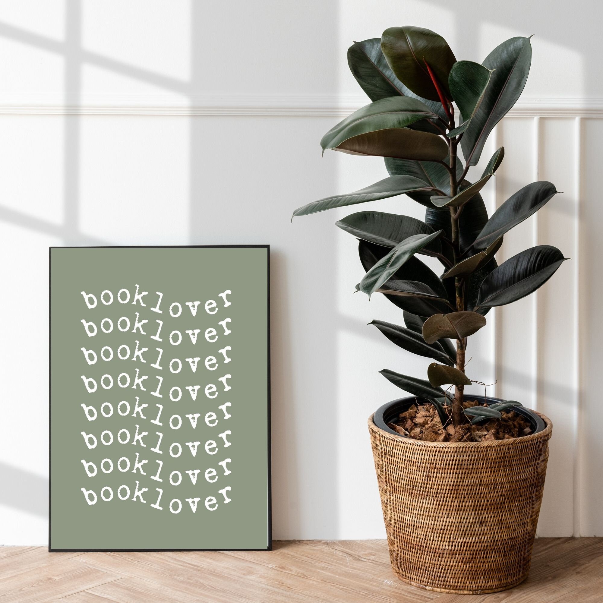 Sage Green Booklover Print, Book Lover Art Print, Bookish Print ...