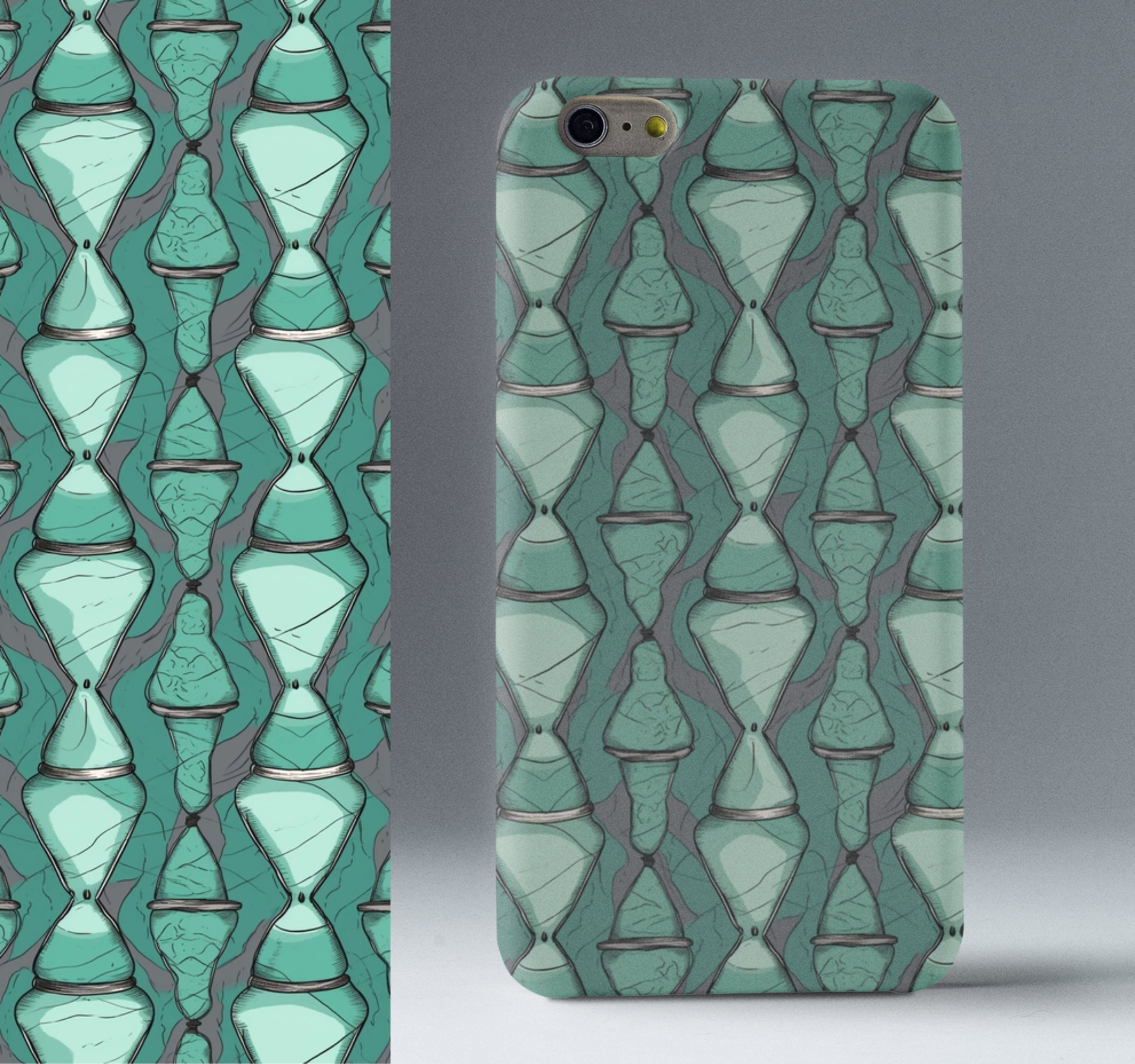 Seamless Hourglass Inspired Pattern - Abstract, Hourglass, Green ...
