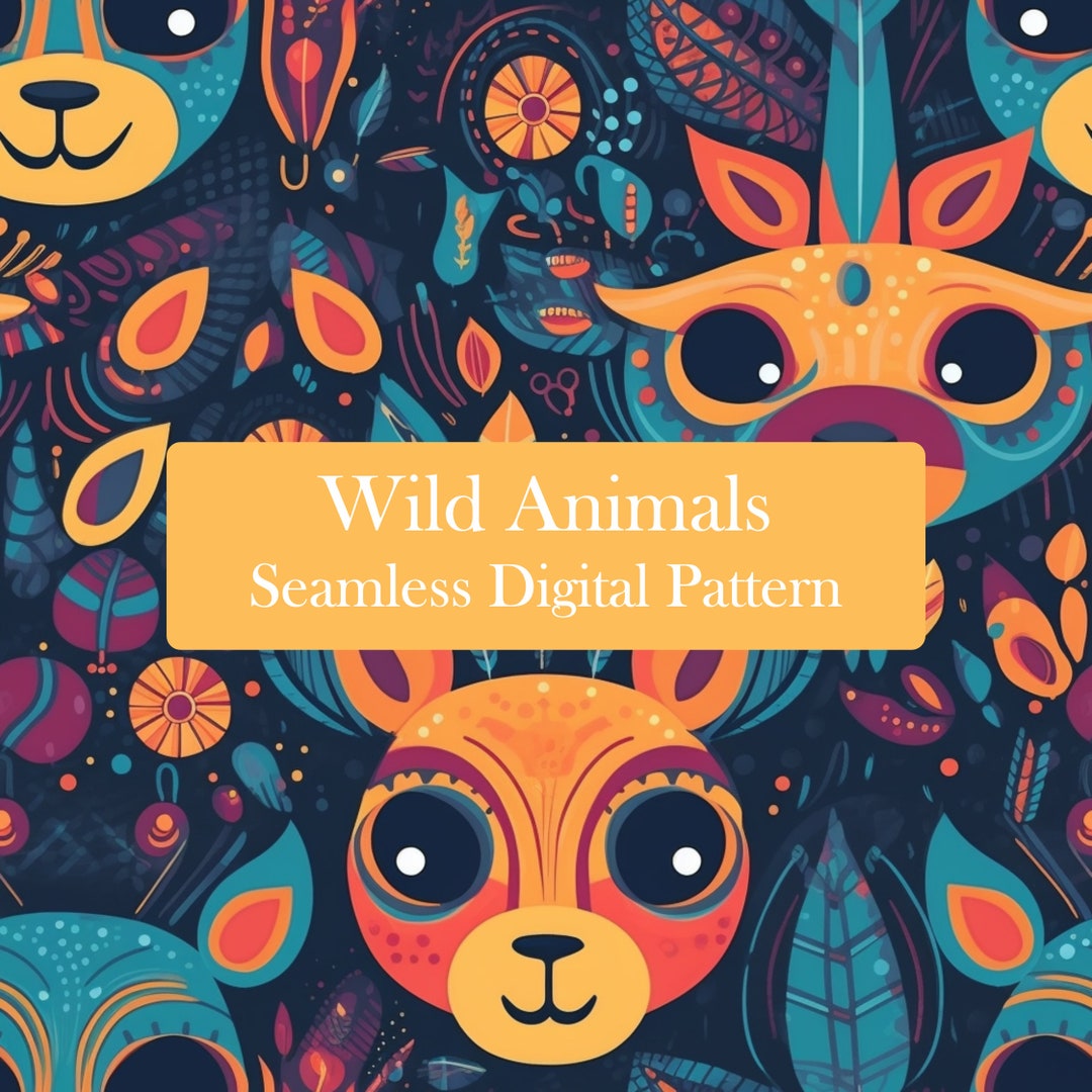 Seamless Wild Animals Pattern - Madeup, Wild Animals, Folk Art ...