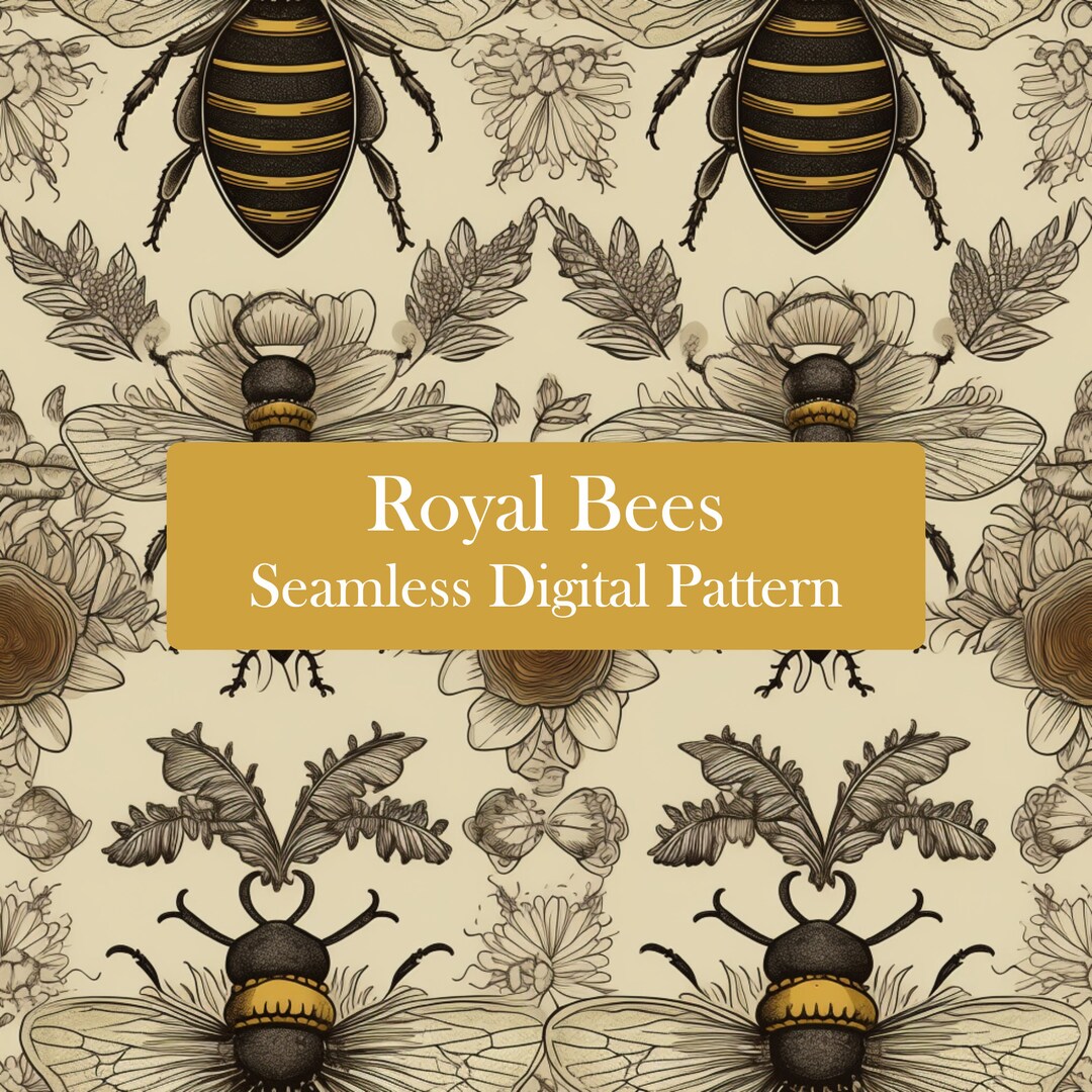 Seamless Royal Bees Pattern - Bees, Royal Design, Yellow, Simple ...