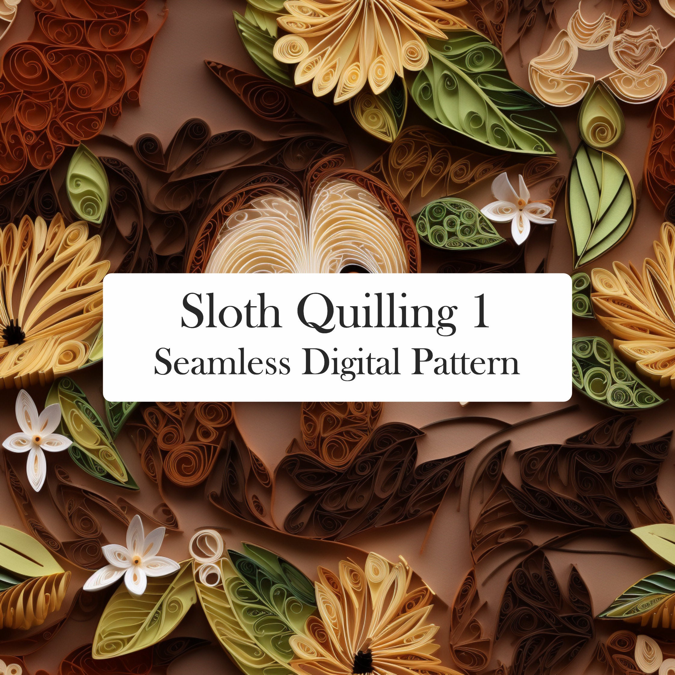 Limited Seamless Quilling Sloth Digital Pattern, DIY, Unique Sloth ...