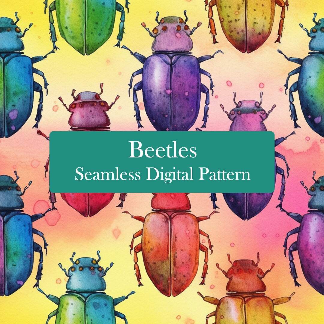 Seamless Pattern Beetles Vibrant Colors Animals Bugs - Etsy UK