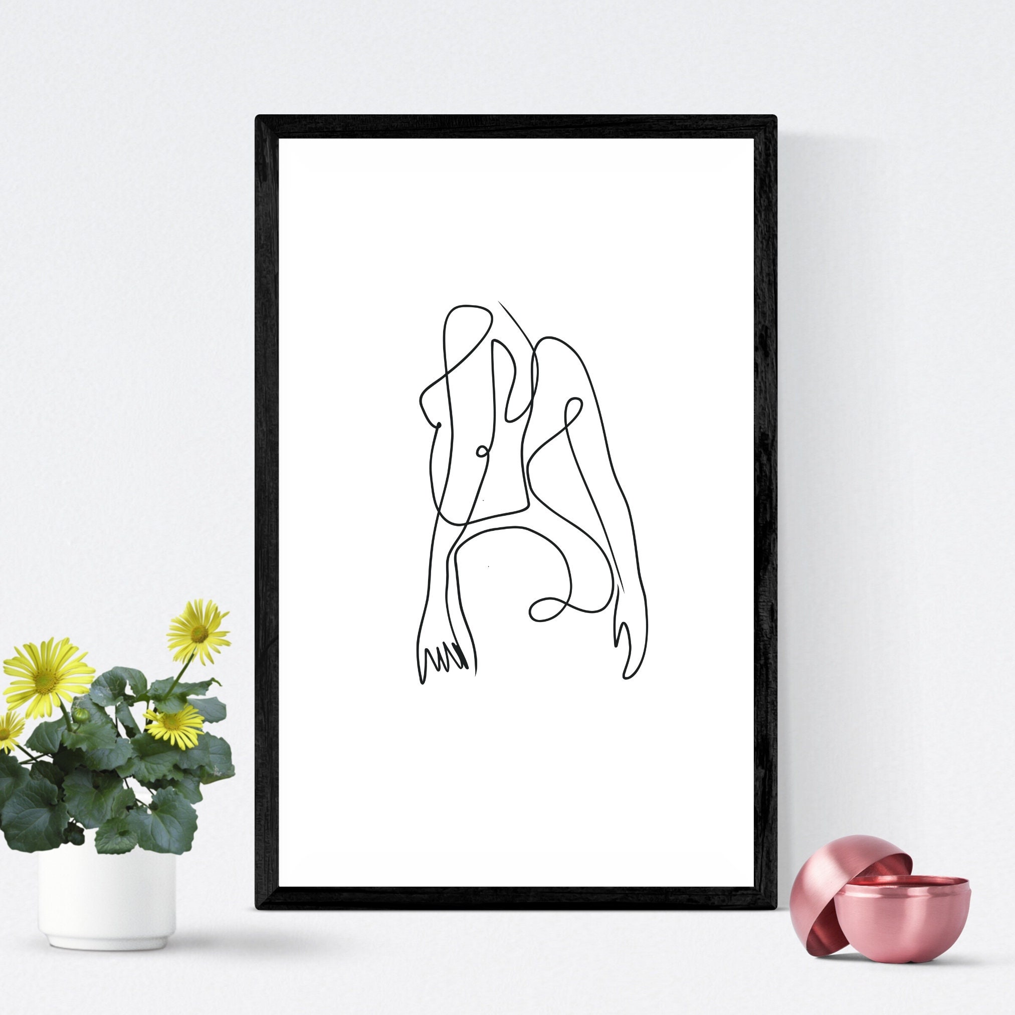 Minimalist Line Art of Human Form - Digital Download, Black and White ...