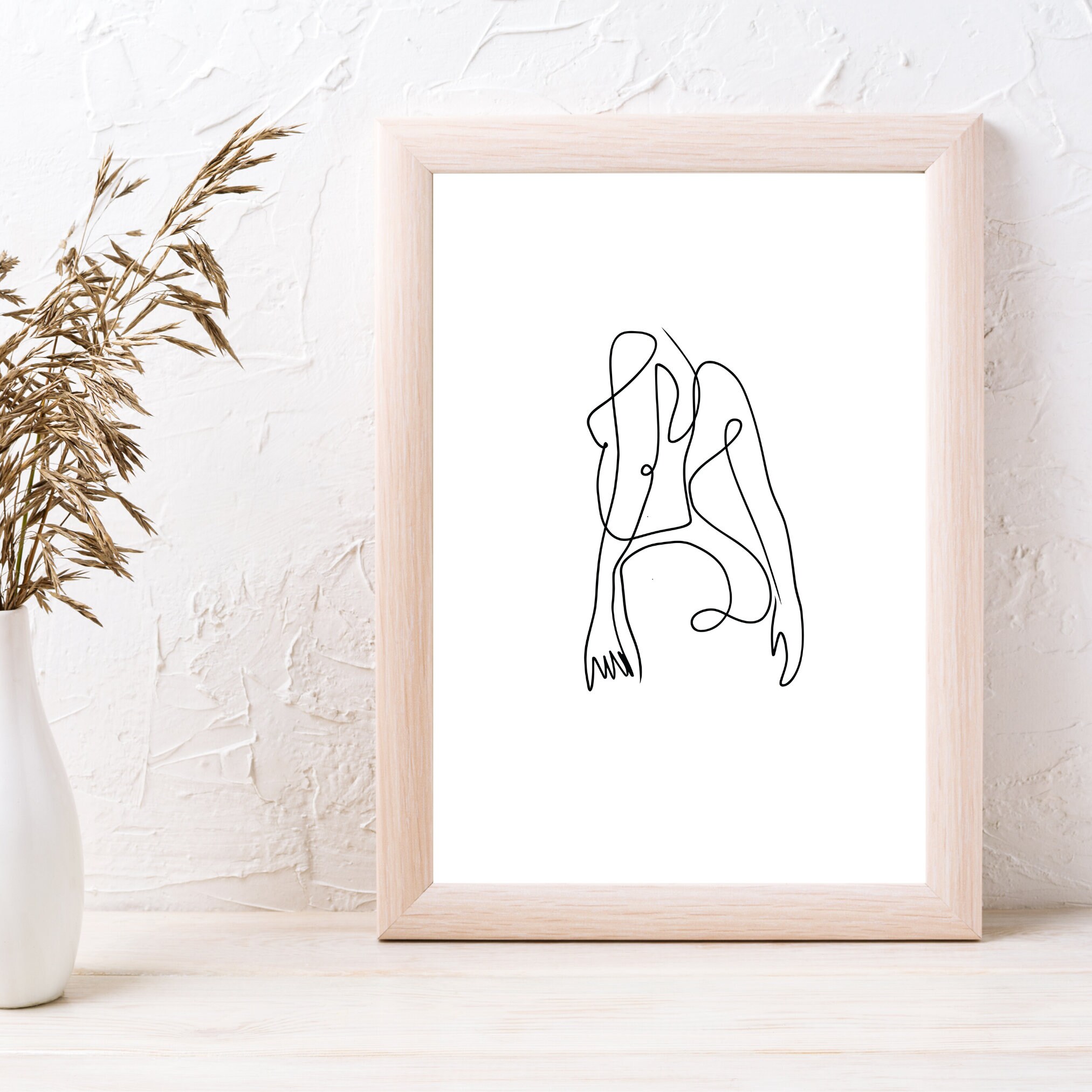 Minimalist Line Art of Human Form - Digital Download, Black and White ...