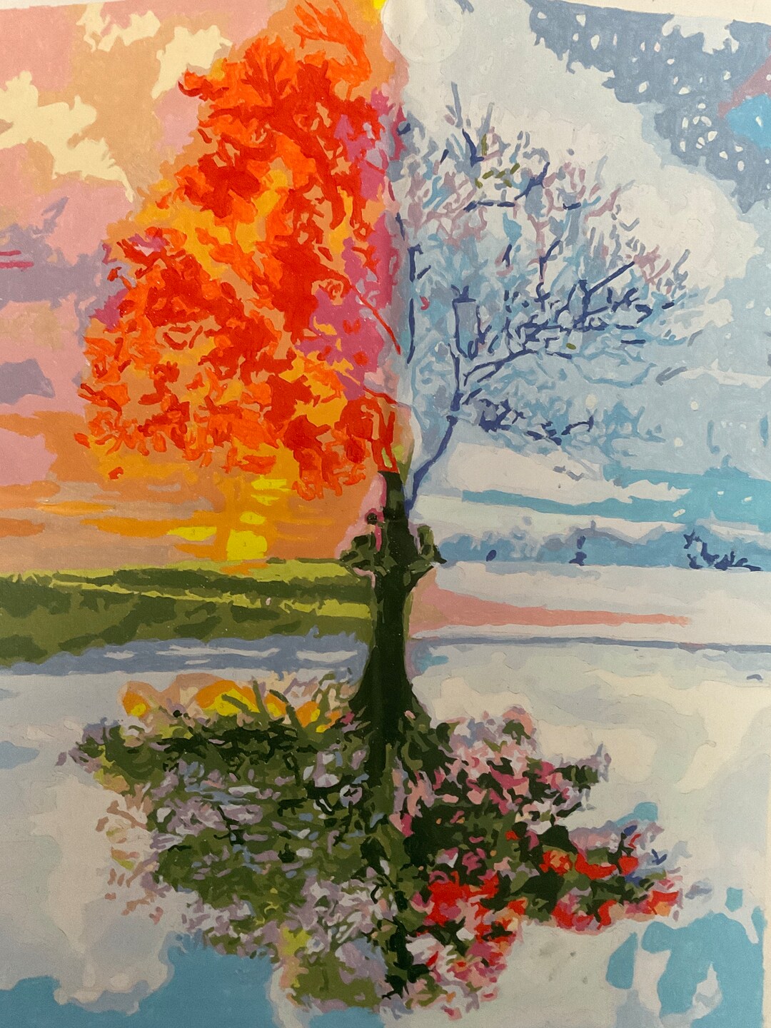 Four Seasons Tree Painting - Etsy
