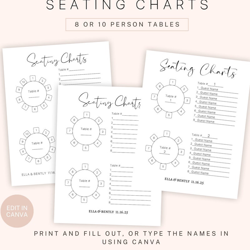 Round Table Seating Chart - Etsy