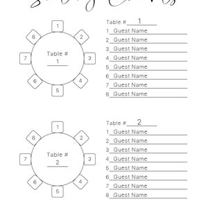 Printable Wedding Seating Chart Template | Minimalist Wedding Seating ...
