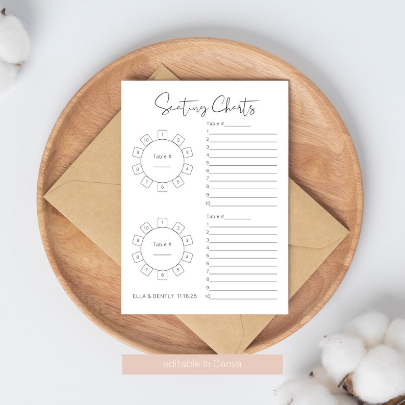 Printable Wedding Seating Chart Template | Minimalist Wedding Seating ...