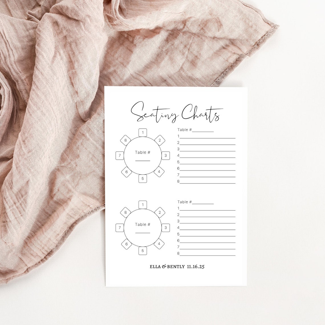 Printable Wedding Seating Chart Template | Minimalist Wedding Seating ...