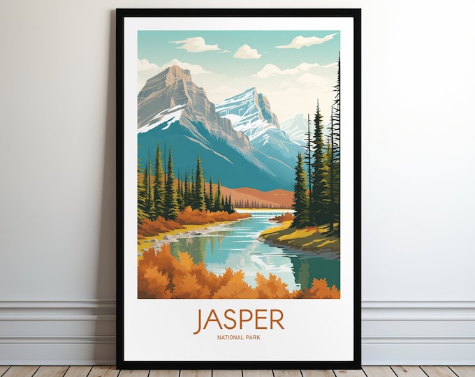 Jasper National Park Map Print Map Print Canadian Map Jasper Alberta ...