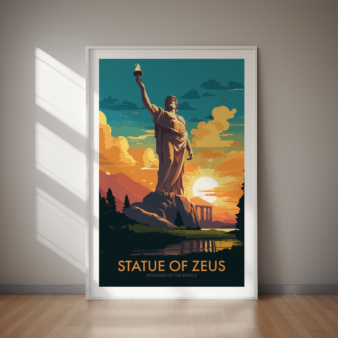 Statue of Zeus Poster, Greece, Wonders of the World, Instant Download ...