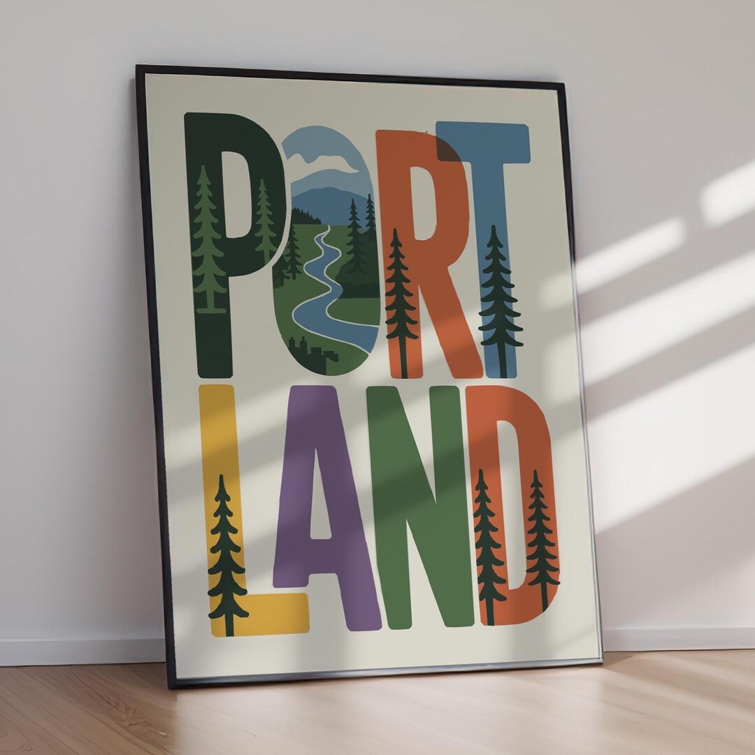 PORTLAND OREGON USA Modern Travel Poster Digital Download Urban City ...