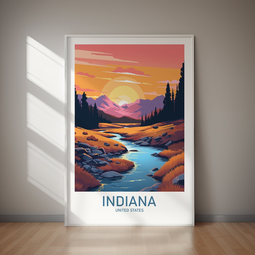 INDIANA Printable Poster, Travel Art, Poster Print, Wall Art, Instant ...