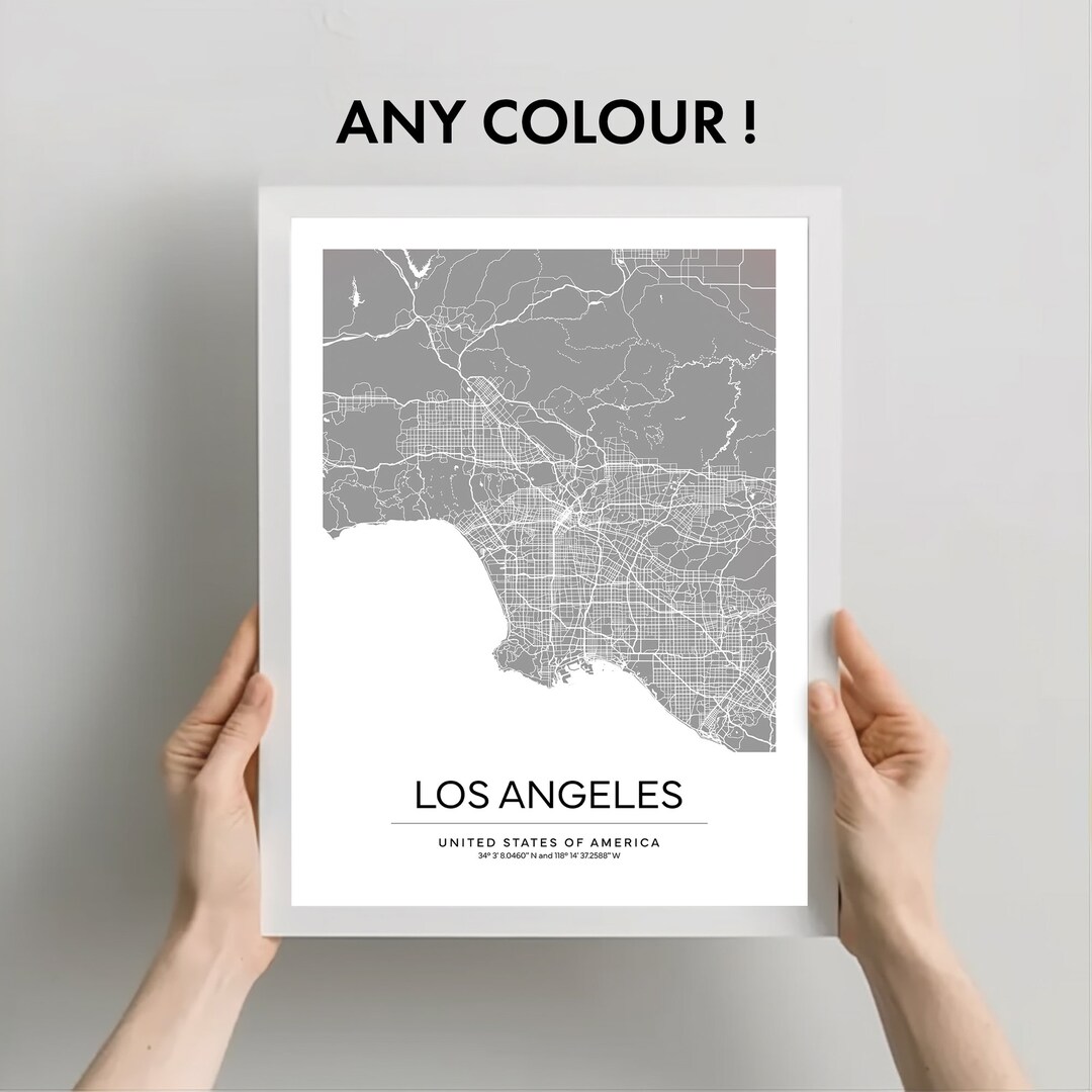 Los Angeles Map Poster, Beautiful and Contemporary City Print, Various ...