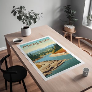 POWELL RIVER Printable Poster, Canada. Art Print, Travel, Poster Print ...