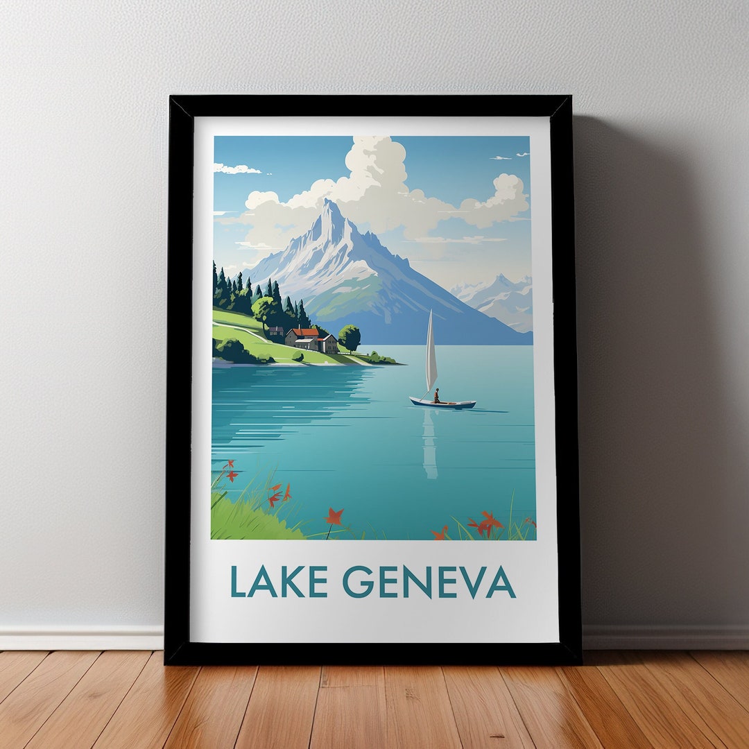 LAKE GENEVA POSTER Printable Wall Art Switzerland Travel Digital ...