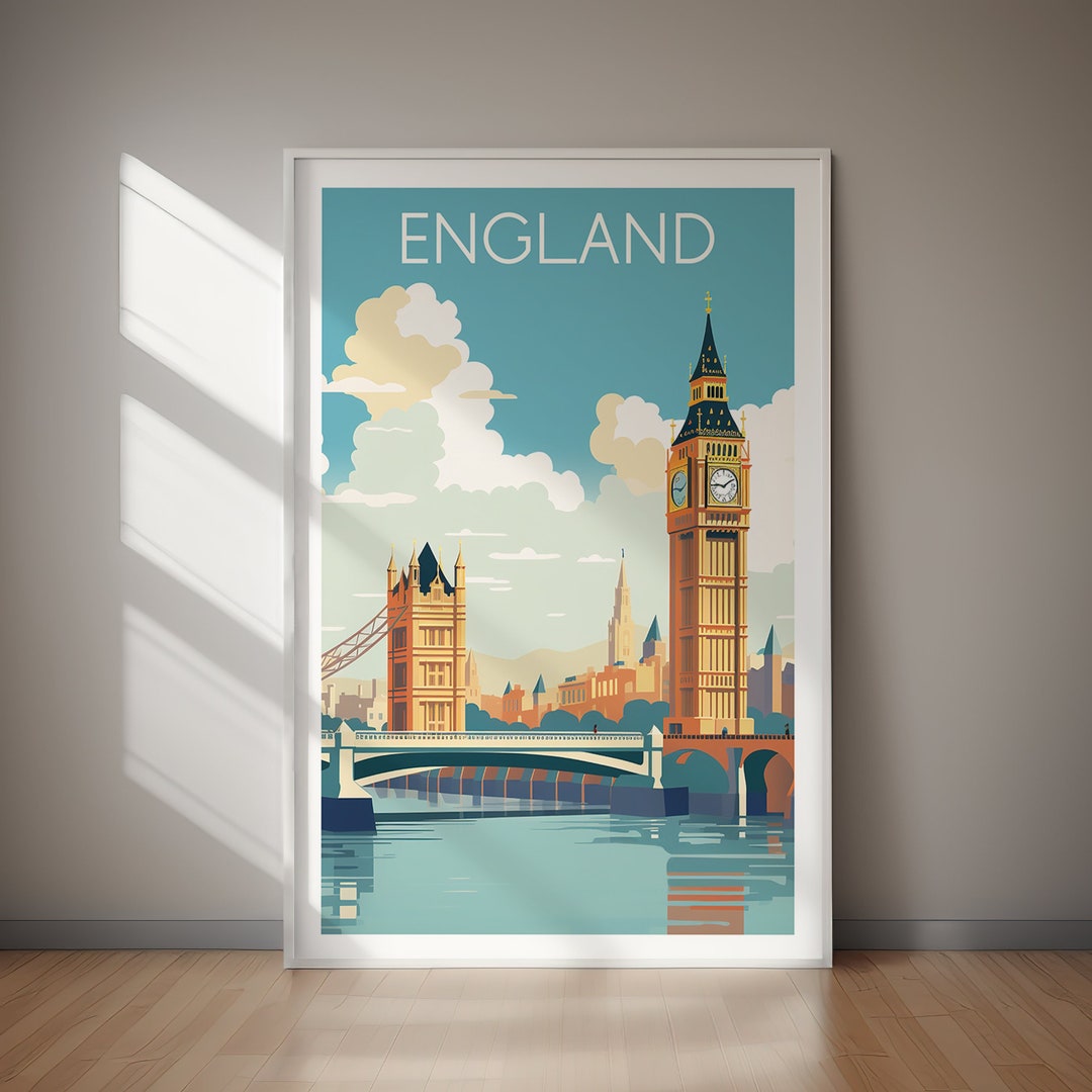 ENGLAND Printable Travel Poster, Digital Download, Wall Print, Country ...