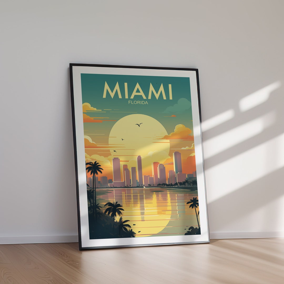 PRINTABLE MIAMI Travel Poster, Florida Travel Poster, Poster Print ...