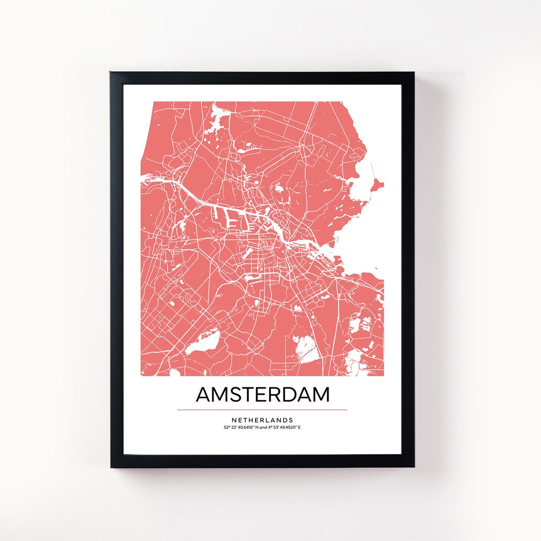 Amsterdam Map Poster Beautiful and Contemporary City Map - Etsy
