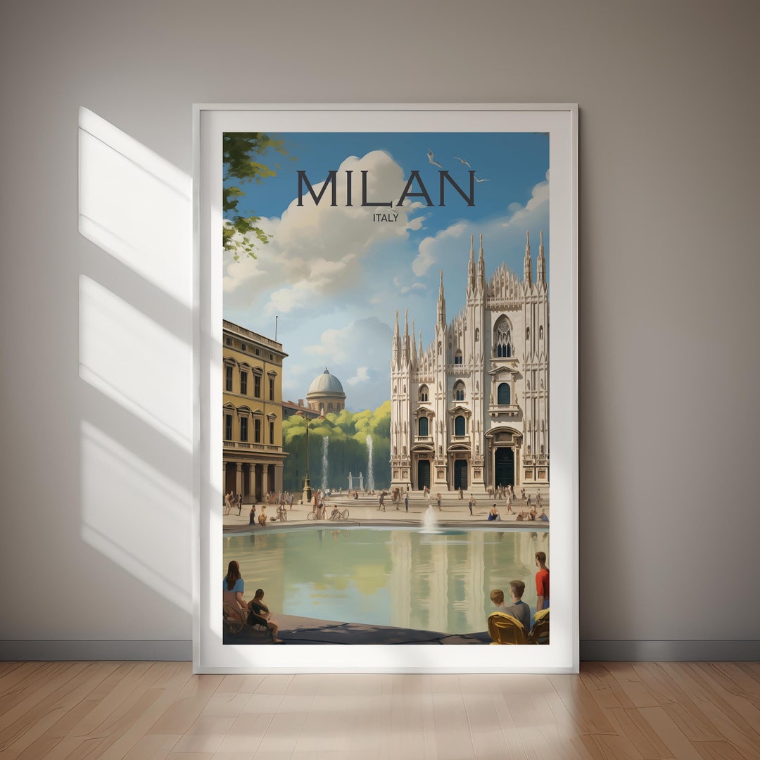 MILAN TRAVEL Poster Printable Wall Art Italy Cityscape Digital Download ...