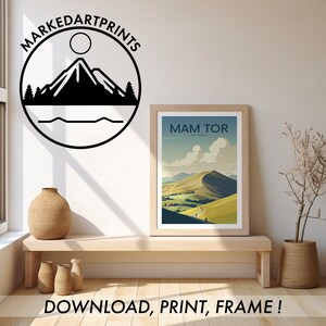 MAM TOR Printable Poster, Peak District, UK, Travel Print, Art Print ...