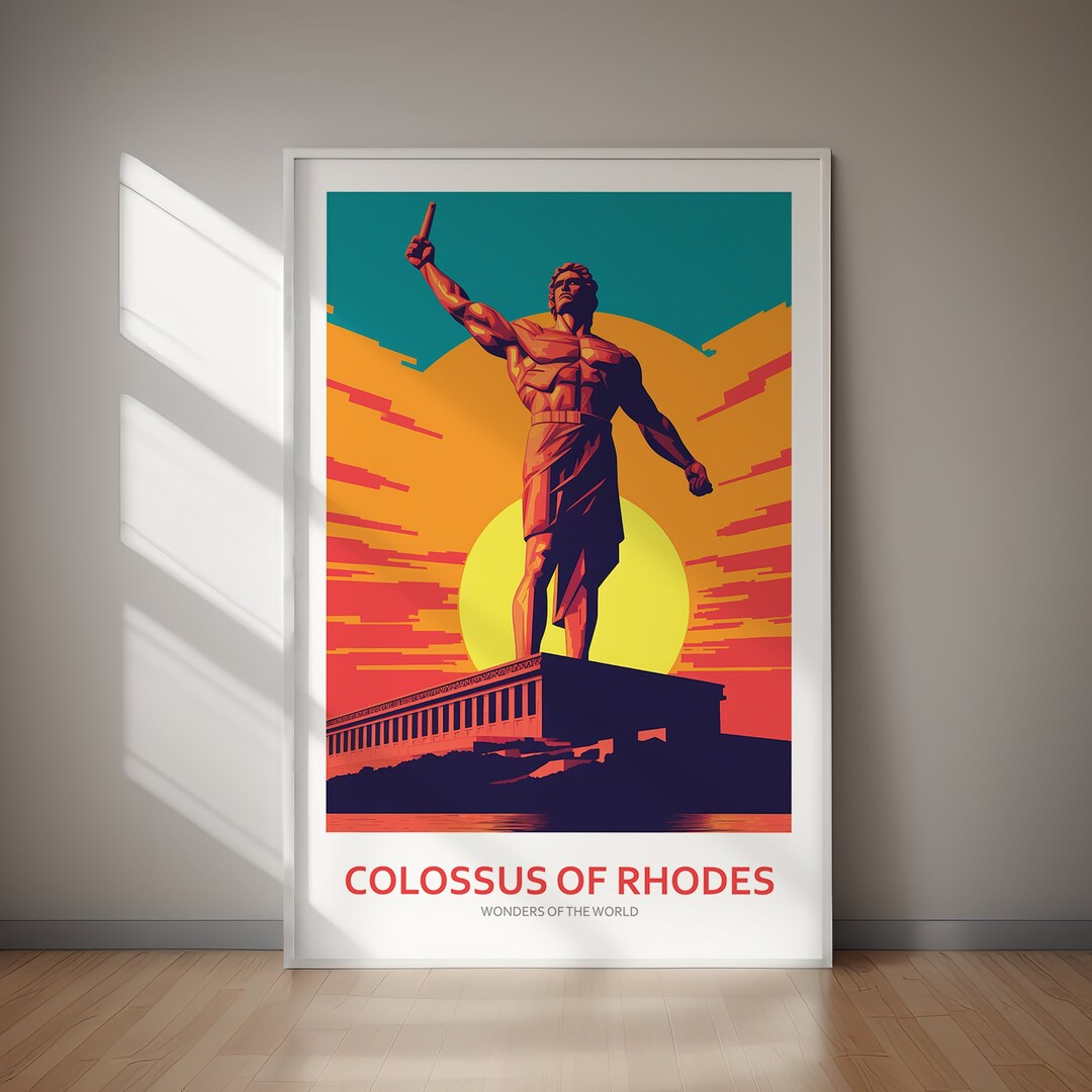 Colossus of Rhodes Poster, Rhodes, Greece, Wonders of the World, Travel ...