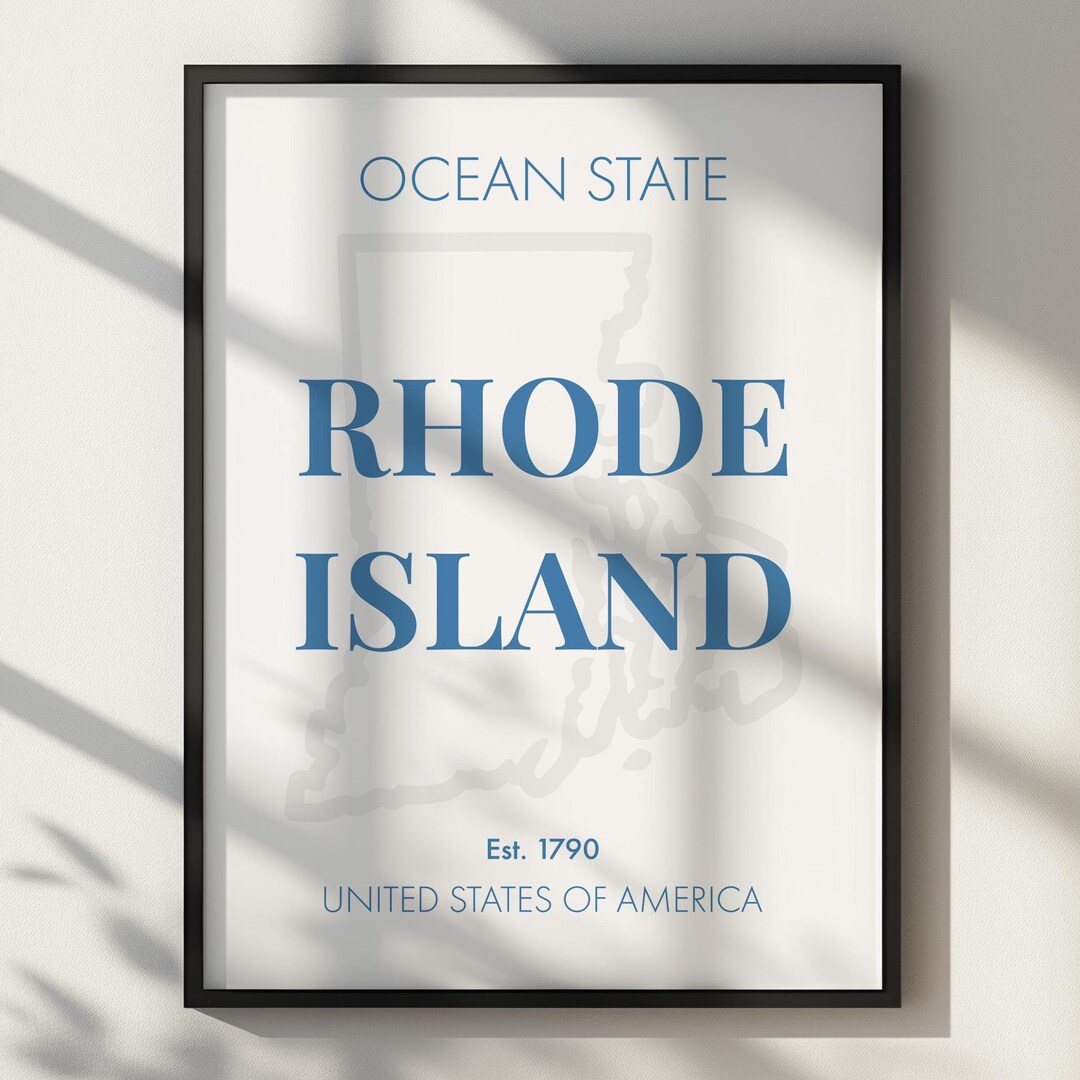 Rhode Island Typography Poster, Modern Ocean State Art (digital ...