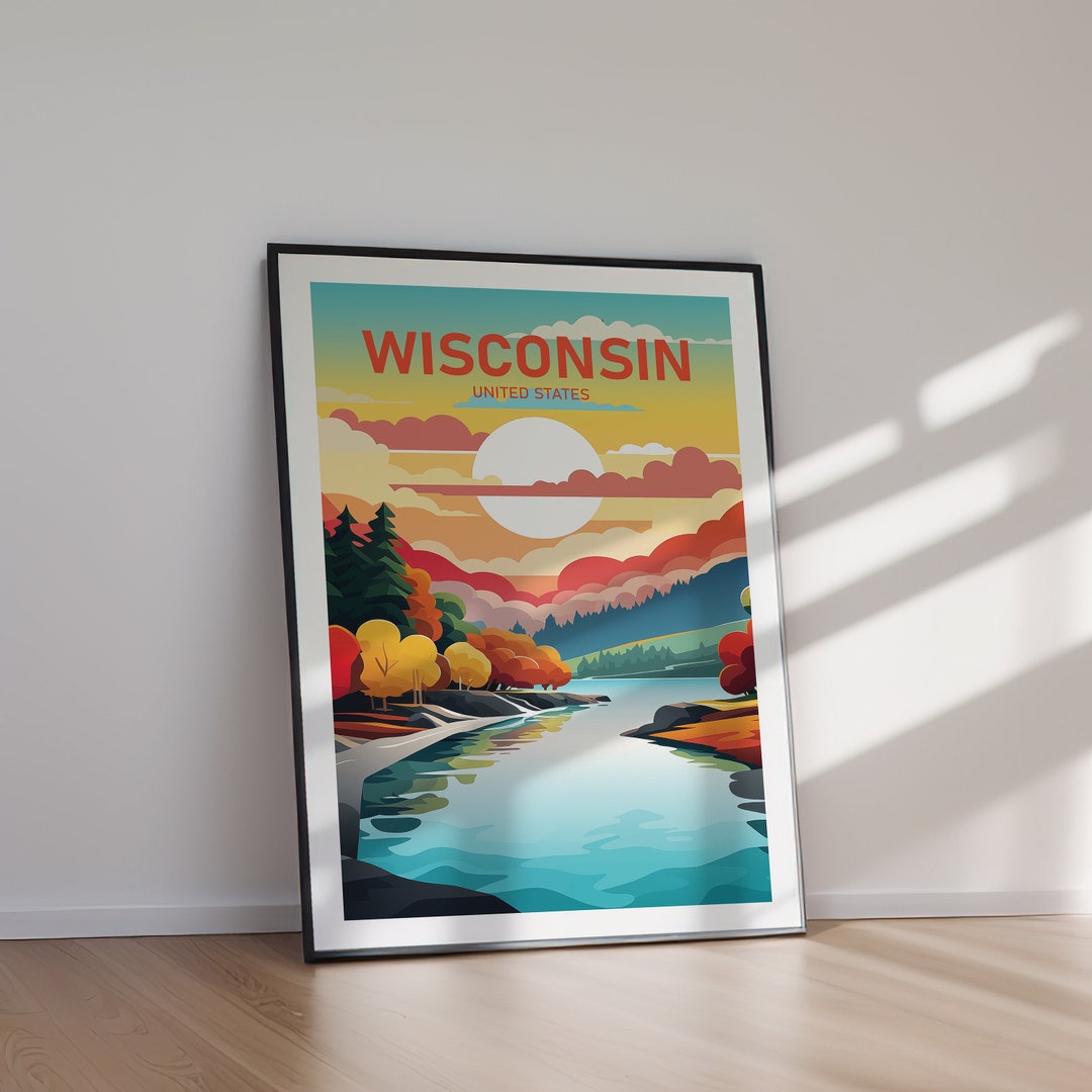 WISCONSIN Poster, US State, Travel Print, Printable Art, Art Print ...
